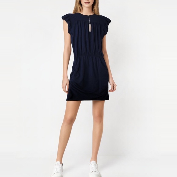Sundry | Dresses | Sundry Dress Ruched Ruffle Navy Mini | Poshmark